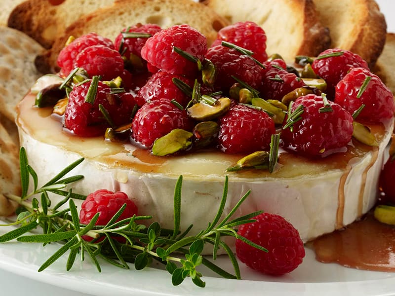 Brie with Honeyed Raspberries - Driscolls